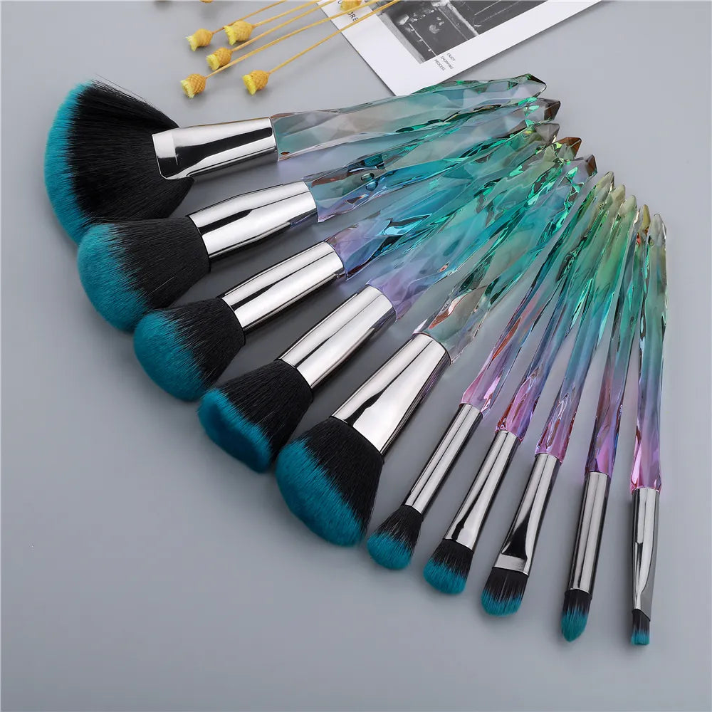 KOSMETYKI – 10-teiliges Make-up-Pinsel-Set mit Kristallen: Hochwertige ...